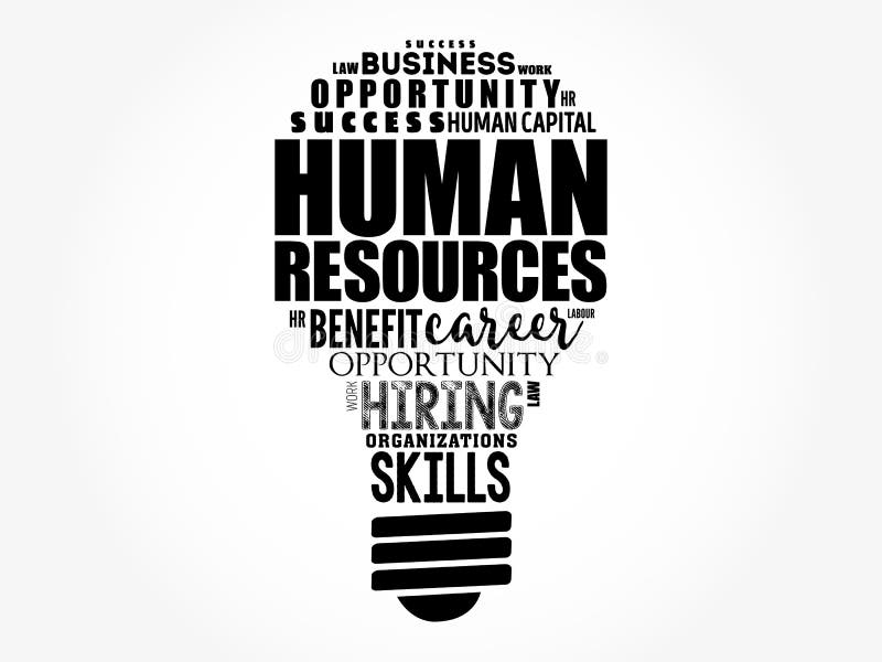 HR - Human Resources Light Bulb Word Cloud Stock Illustration ...