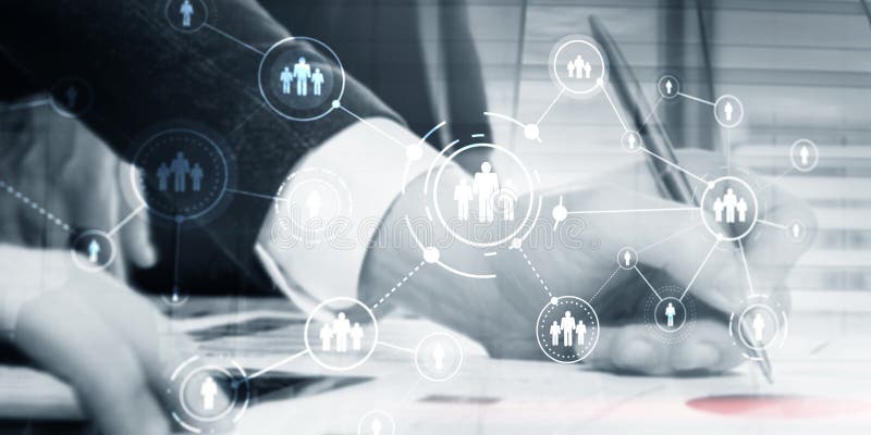 HR. Human Resources Management Concept on Blurred Abstract Background ...