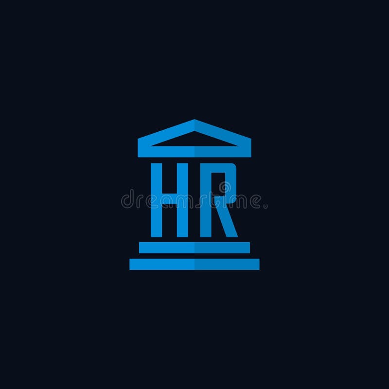 HR Initial Logo Monogram with Simple Courthouse Building Icon Design ...