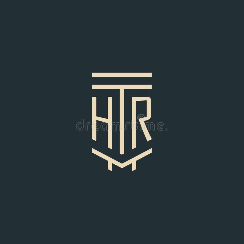 HR Initial Monogram with Simple Line Art Pillar Logo Designs Stock ...