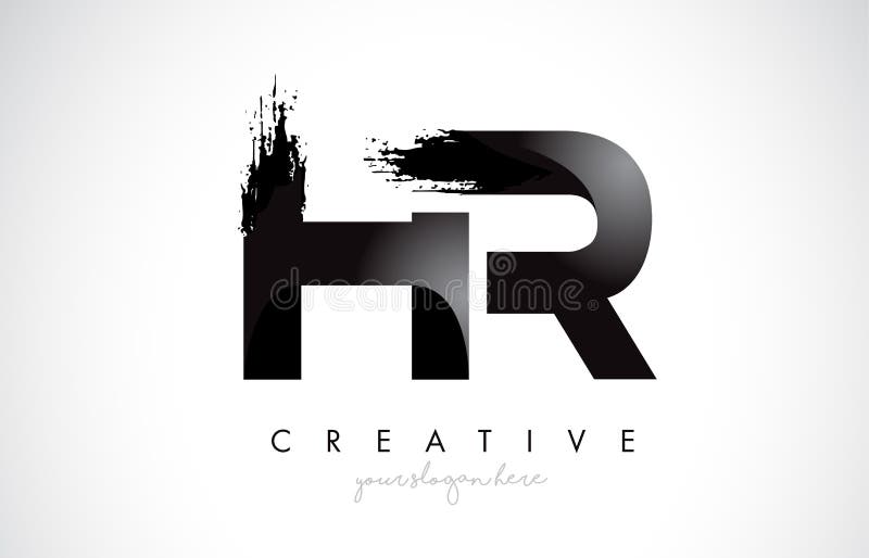 HR Letter Design with Brush Stroke and Modern 3D Look Stock Vector ...