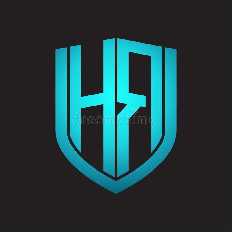 HR Logo Monogram with Emblem Shield Design Isolated with Blue Colors on ...