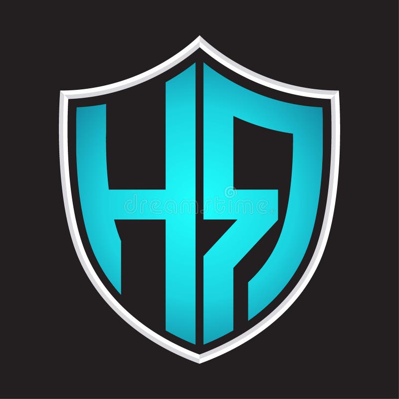 HR Logo Monogram with Shield Shape Isolated Blue Colors on Outline ...