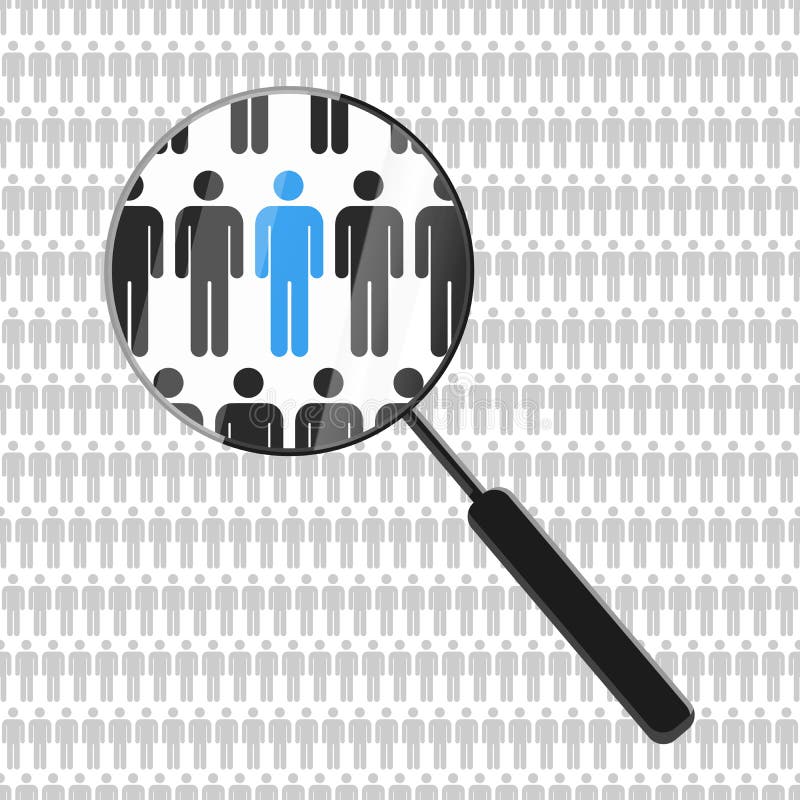 HR Looking for a Employee with Magnifying Glass Stock Illustration ...