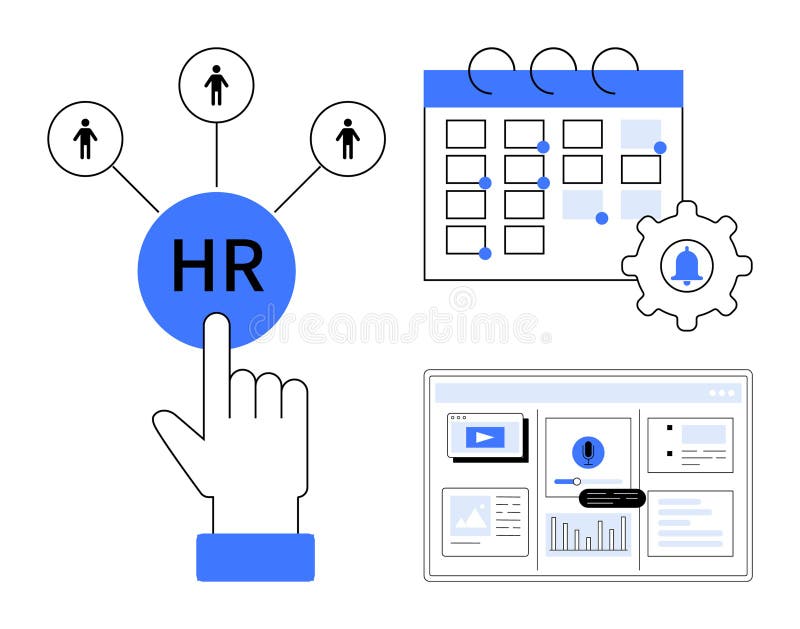 HR Management Concept with Interactive Dashboard, Calendar Scheduling ...