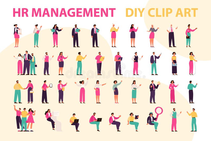 HR Management Set. Vector Illustration. Stock Vector - Illustration of ...
