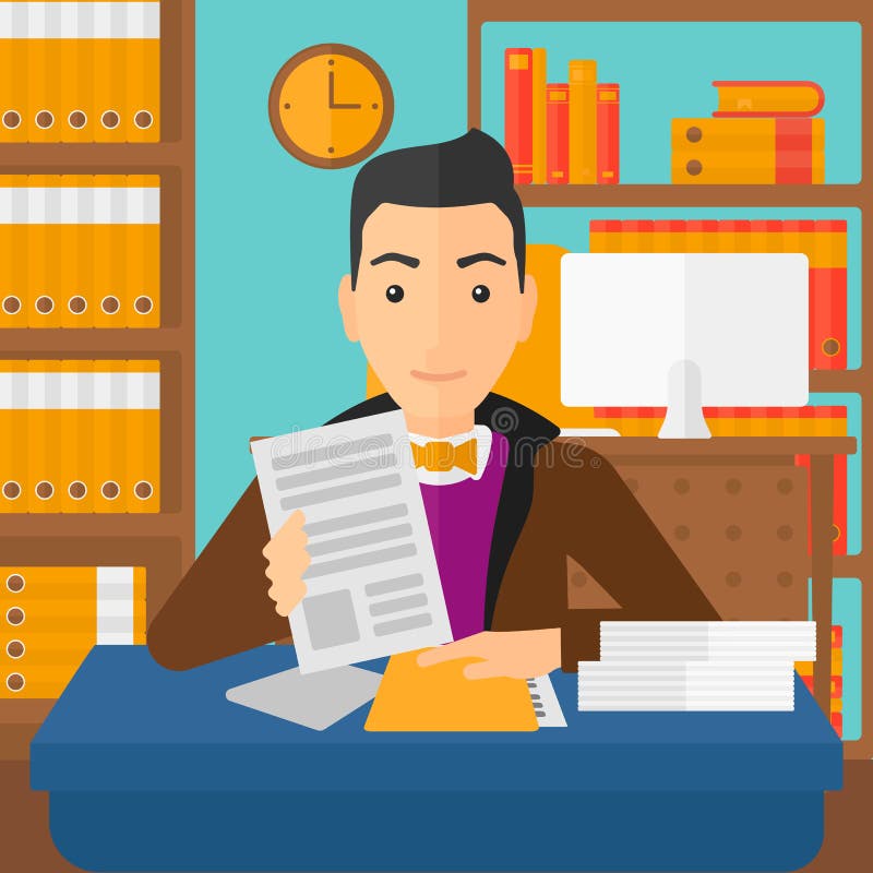 HR manager checking files. stock vector. Illustration of cartoon - 67929458