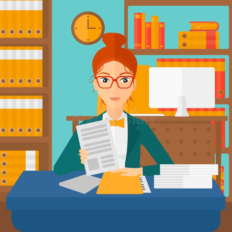 HR manager checking files. stock vector. Illustration of cartoon - 67929458
