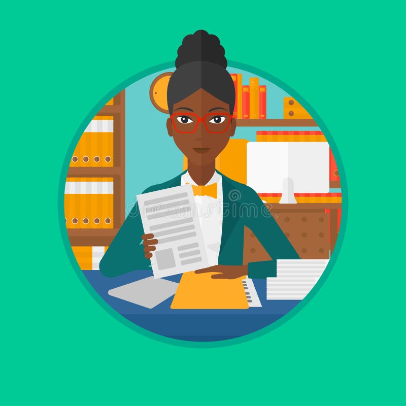 HR manager checking files. stock vector. Illustration of cartoon - 67929458