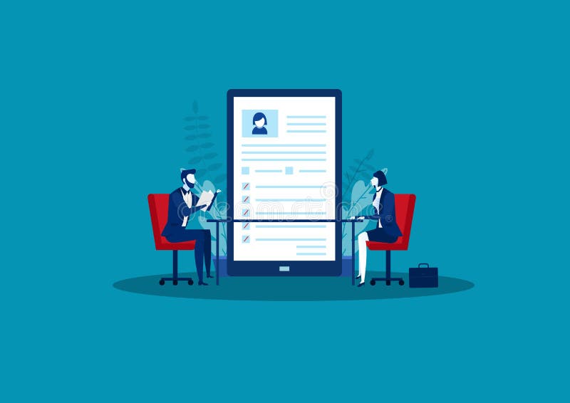 Job Candidate Interview, Cartoon Beauty Businesswoman and Cv Resume in ...