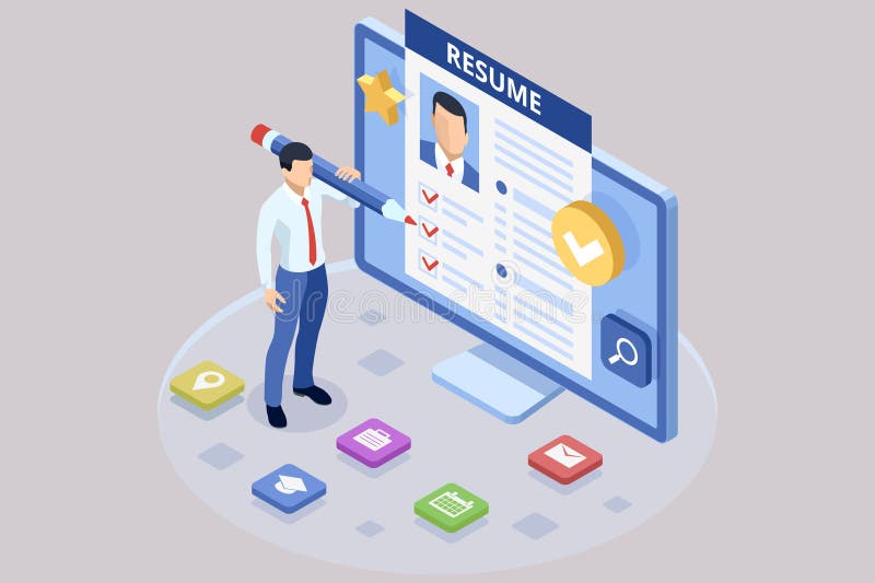 Hr Manager. Isometric Resume, CV and Job Application. Applicant ...