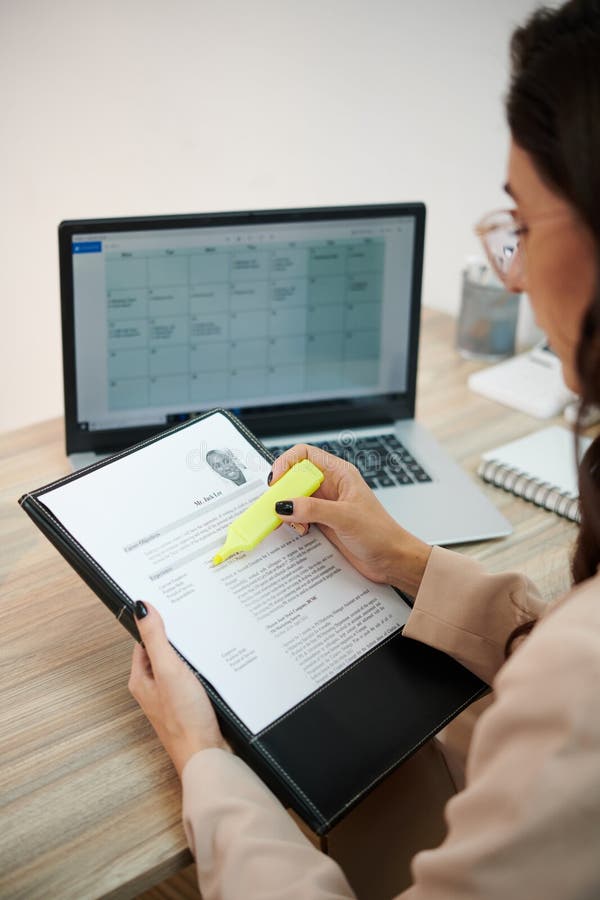 HR Manager Reading CV stock image. Image of businesswoman - 247499573