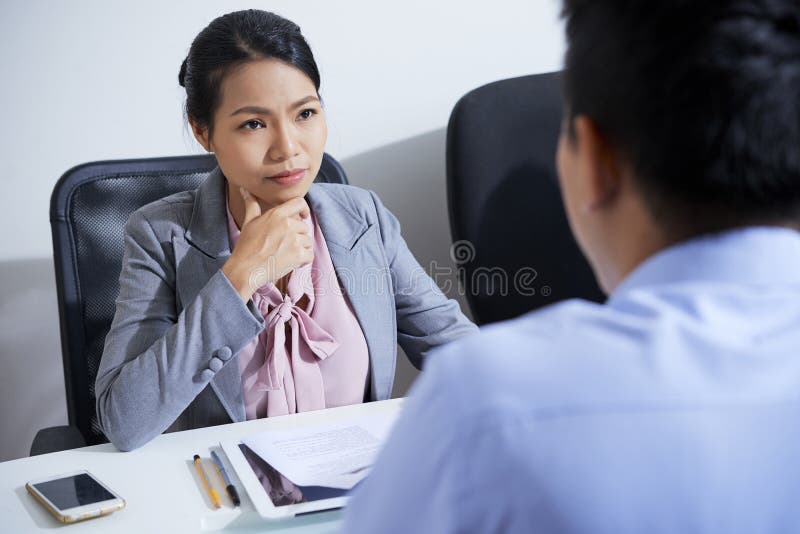 Applicant Talking at Job Interview Stock Photo - Image of expertise ...