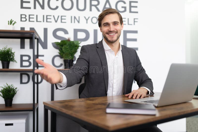 HR Manager Welcomes a New Employee in the Office Stock Photo - Image of ...