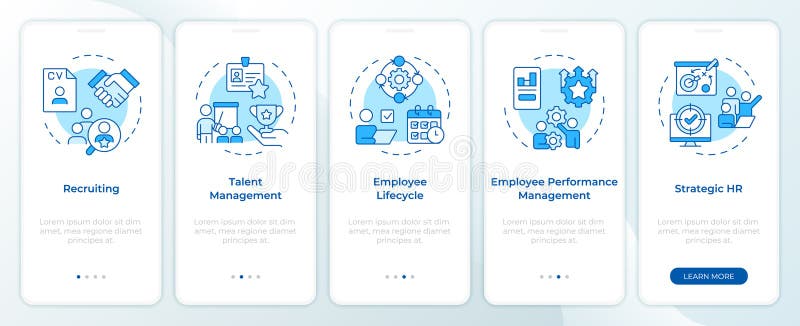 HR Process Blue Onboarding Mobile App Screen Stock Vector ...
