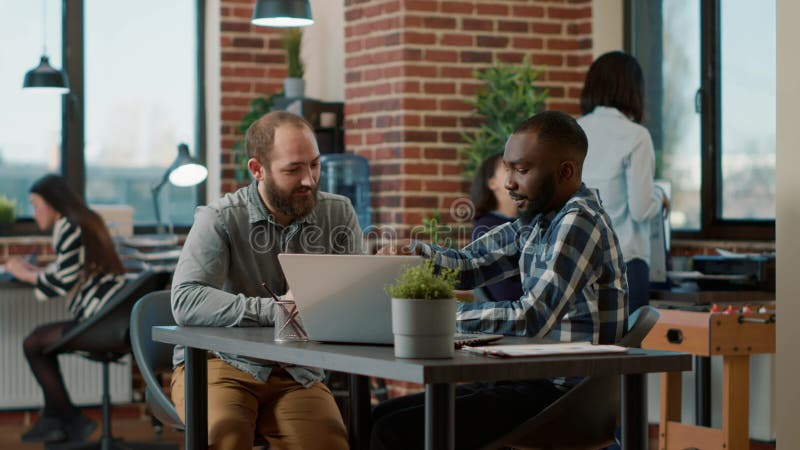 HR Recruiter Greeting Male Candidate at Job Interview Application Stock ...