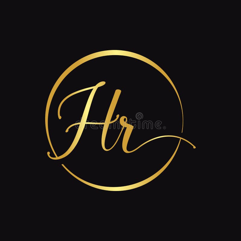 HR Script Logo Design Vector Template. Initial Calligraphy Letter HR ...