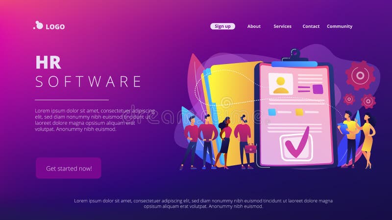 HR Software Concept Landing Page. Stock Vector - Illustration of layout ...