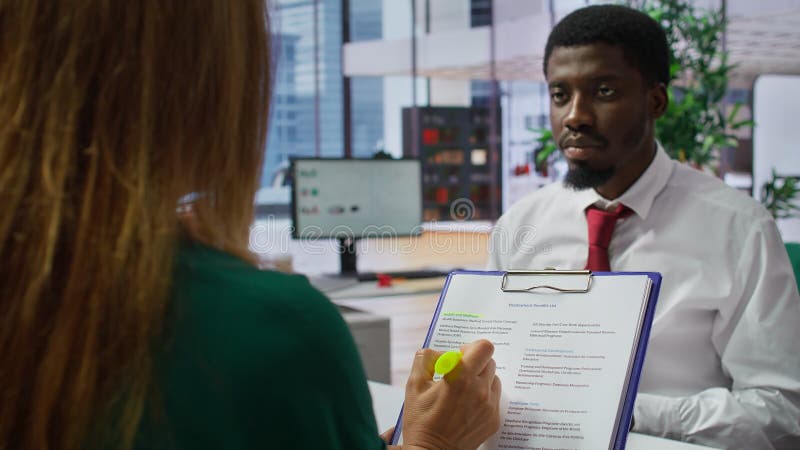 Hr Staff Applicant Discussing Employment Contract Terms Interview Stock ...