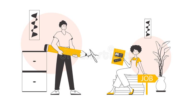 HR Team. Modern Linear Style. Vector. Stock Vector - Illustration of ...