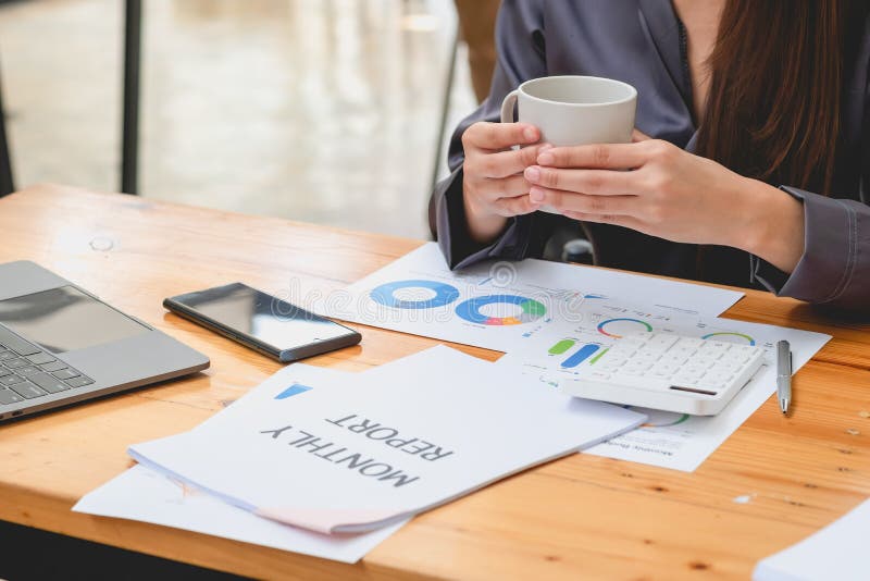 HR Workers Sit Back and Relax with Coffee on Their Desks with Their ...