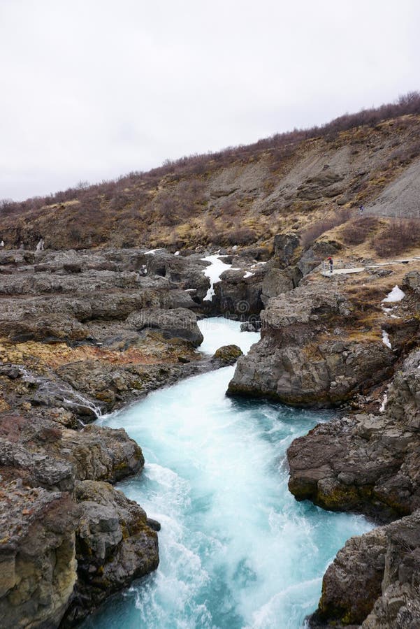 Hraunfossar & Barnafoss Waterfalls Stock Photo - Image of waterfall ...