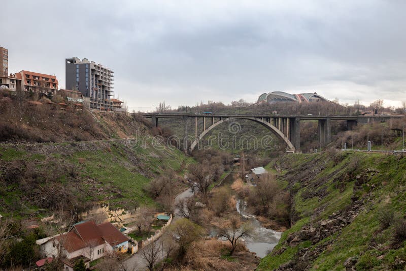 Hrazdan Gorge and Bridge in Yerevan Stock Image - Image of ravine ...