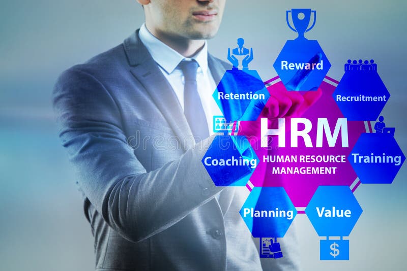 HRM - Human Resource Management Concept with Businessman Stock Illustration - Illustration of ...