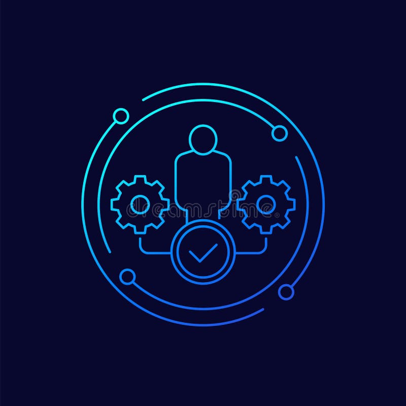 HRM, Human Resource Management Icon, Linear Design Stock Vector ...