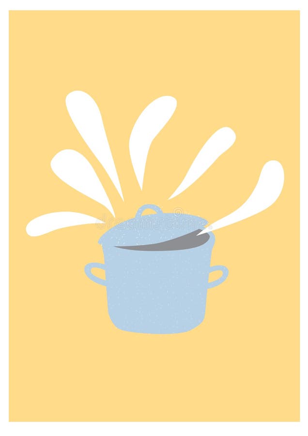 Simple Illustration of Cook Pot with Boiling Water Stock Illustration ...