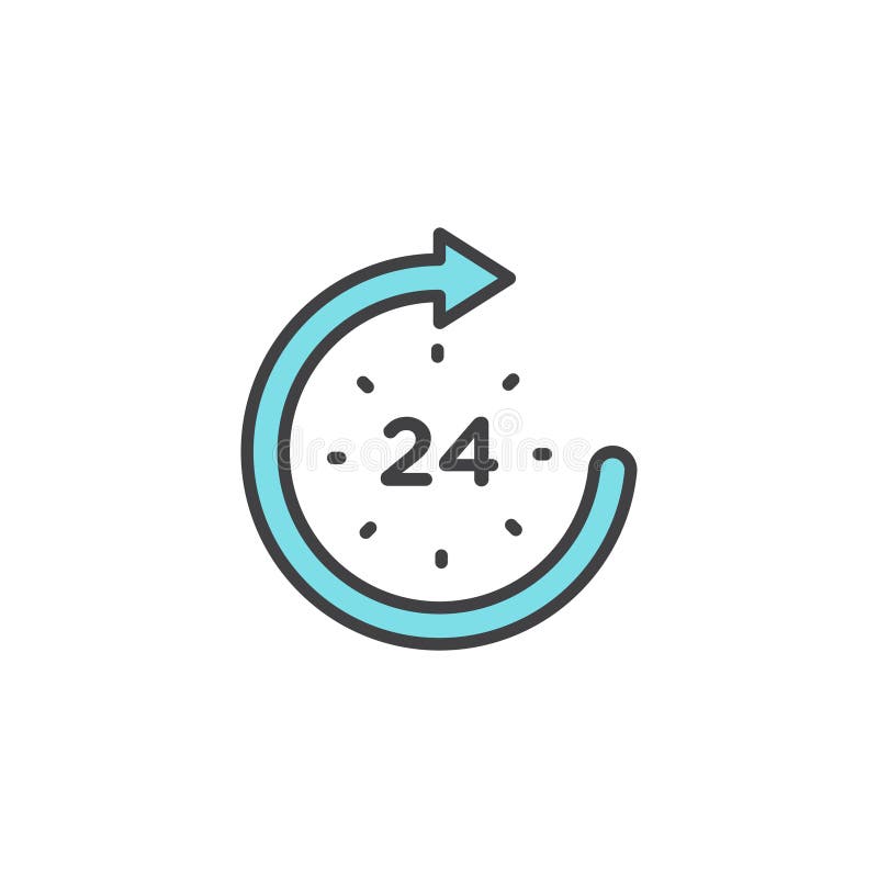 24 Hrs Icon in Colored Version Stock Vector - Illustration of open ...