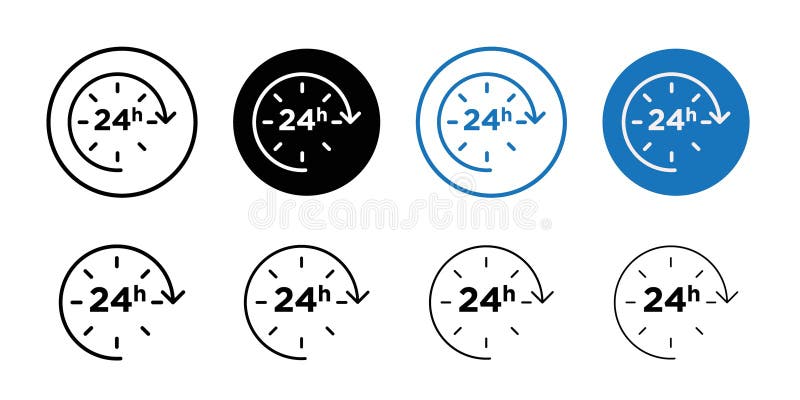 24 Hrs Icon Linear Logo Isolated Stock Illustration - Illustration of ...