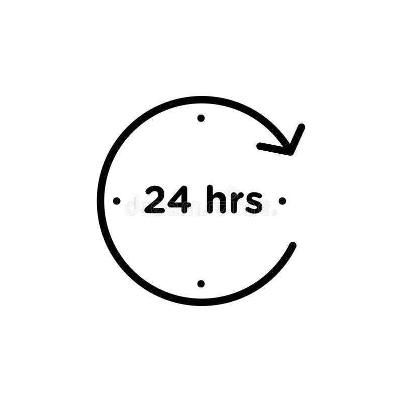 24 Hrs Icon Thin Line Art Isolated Stock Illustration - Illustration of ...