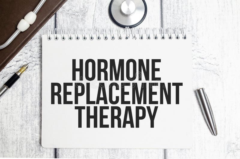 HRT Hormone Replacement Therapy Written in Notebook on White Table ...