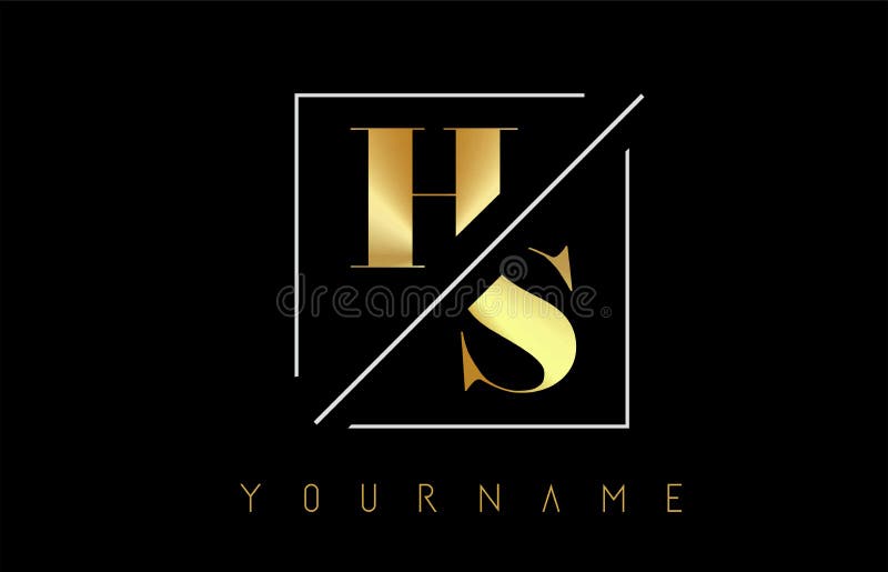 HS Golden Letter Logo with Cutted and Intersected Design Stock Vector ...