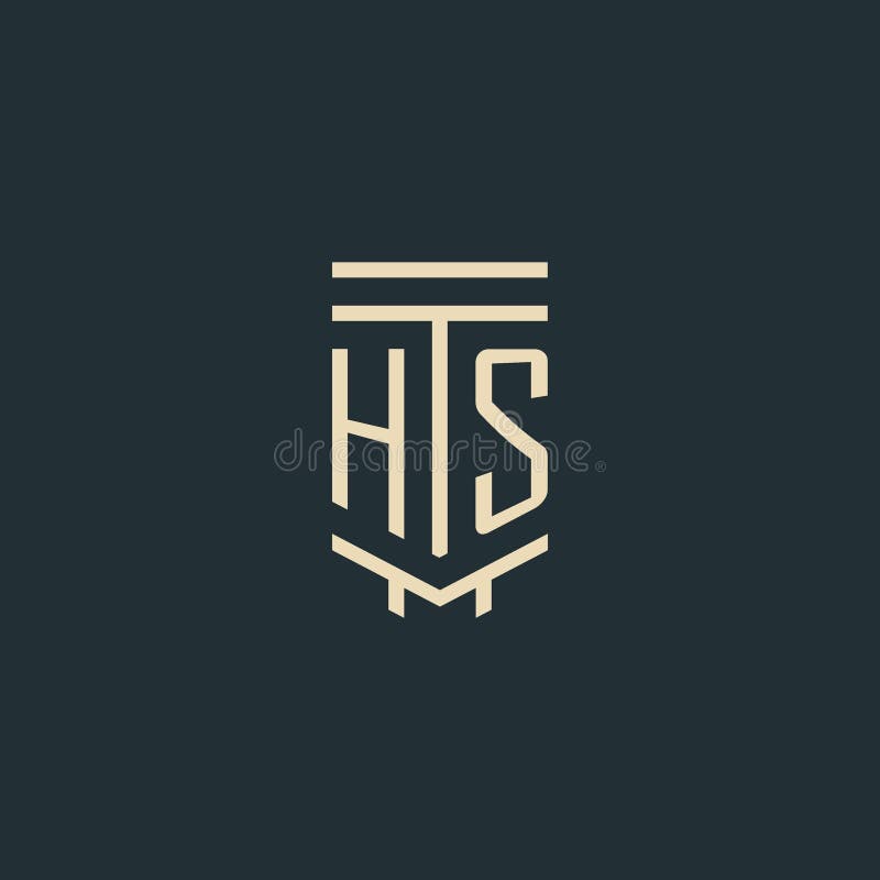 HS Initial Monogram with Simple Line Art Pillar Logo Designs Stock ...