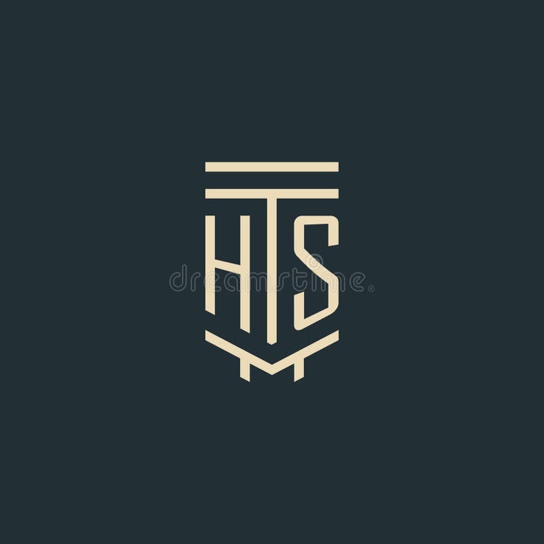 HS Initial Monogram with Simple Line Art Pillar Logo Designs Stock ...