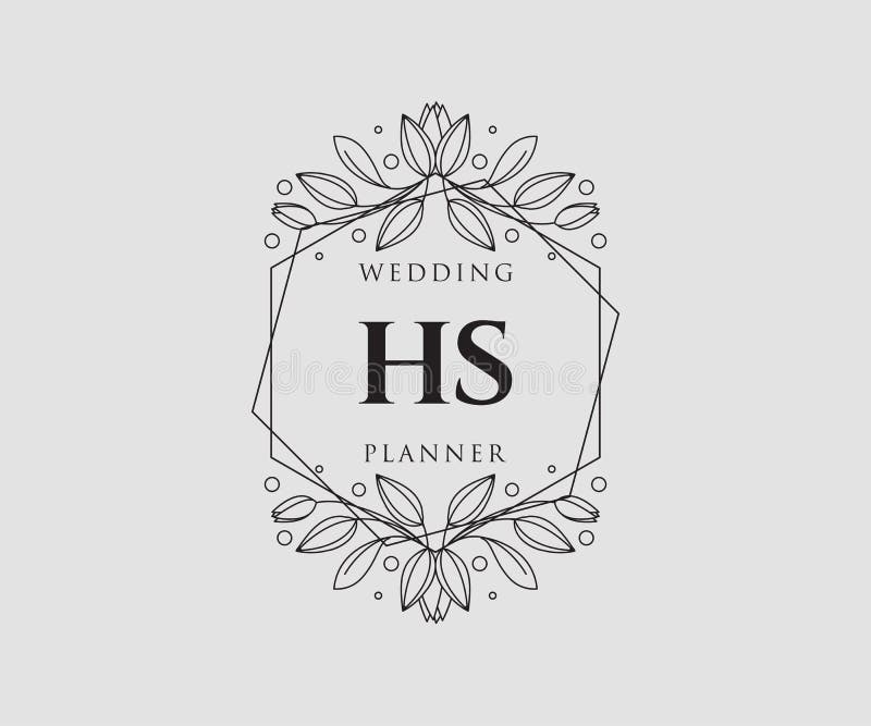 HS Initials Letter Wedding Monogram Logos Collection, Hand Drawn Modern ...