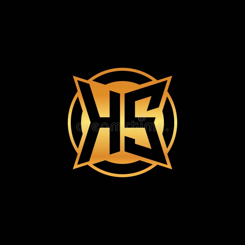 HS Logo Letter Geometric Golden Style Stock Vector - Illustration of ...
