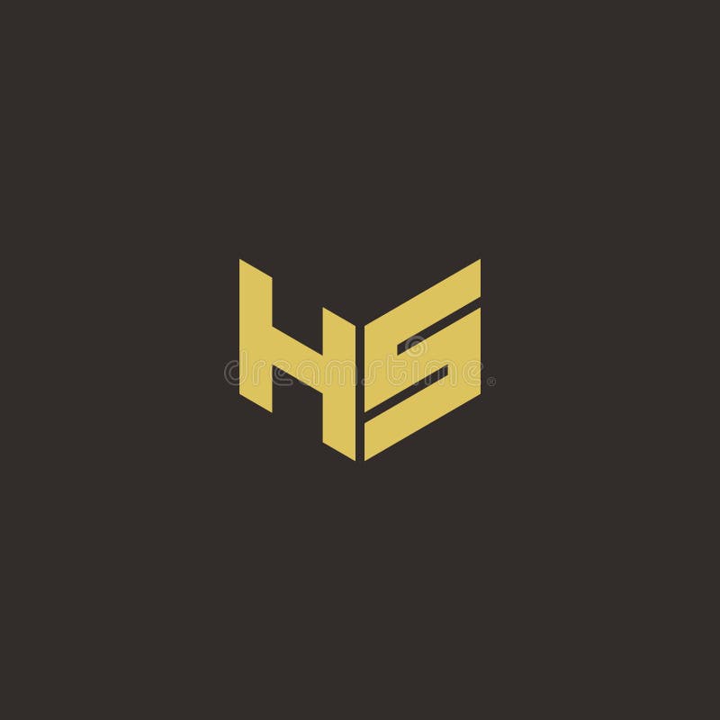 HS Logo Letter Initial Logo Designs Template with Gold and Black ...