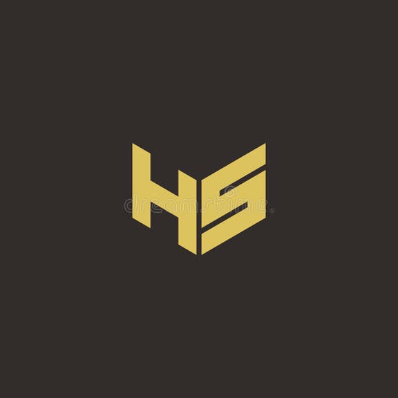 HS Logo Letter Initial Logo Designs Template with Gold and Black ...