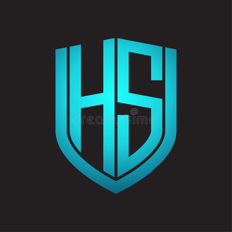HS Logo Monogram with Emblem Shield Design Isolated with Blue Colors on ...