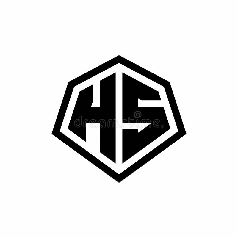 HS Monogram Logo with Hexagon Shape and Line Rounded Style Design ...