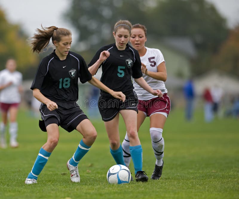 Girls Youth Soccer Football Players Running for the Ball Editorial ...