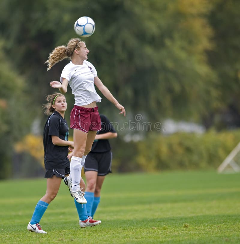 HS Soccer head ball editorial stock photo. Image of physical - 11443693