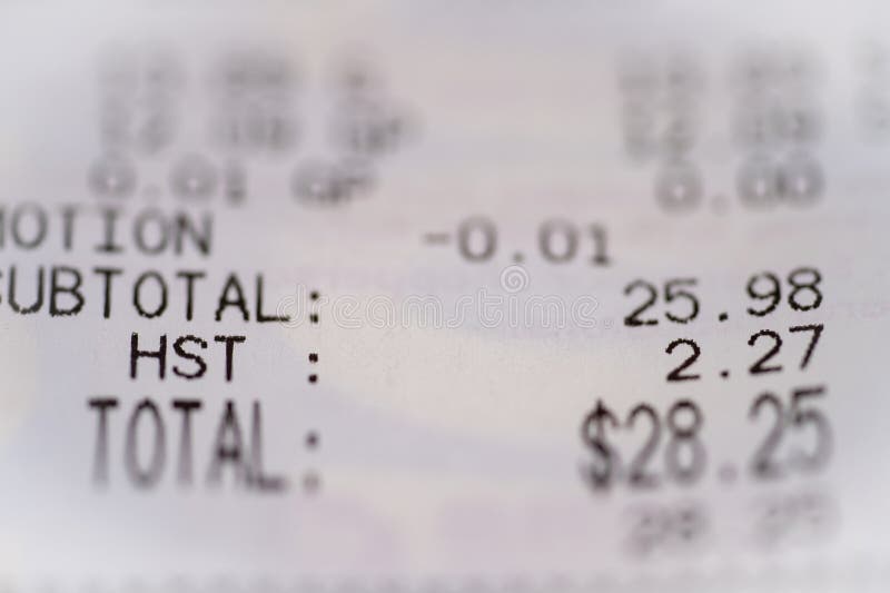 HST (Harmonized Sales Tax) Section on a Receipt Stock Image - Image of ...