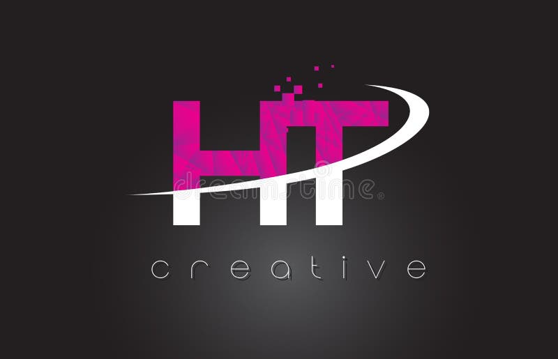 HT H T Creative Letters Design with White Pink Colors Stock Vector ...