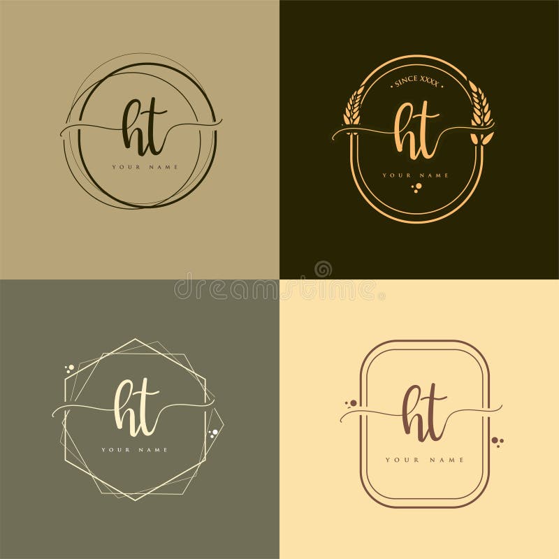 HT Initial Handwriting Logo Vector Sets. Hand Lettering Initials Logo ...