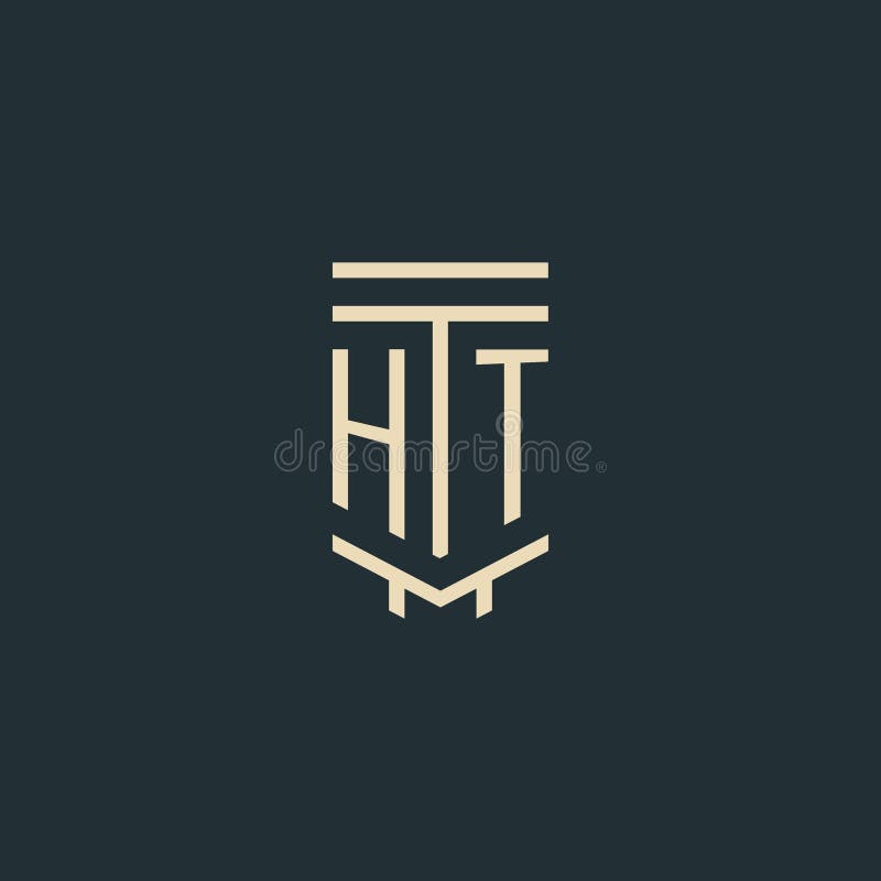 HT Initial Monogram with Simple Line Art Pillar Logo Designs Stock ...