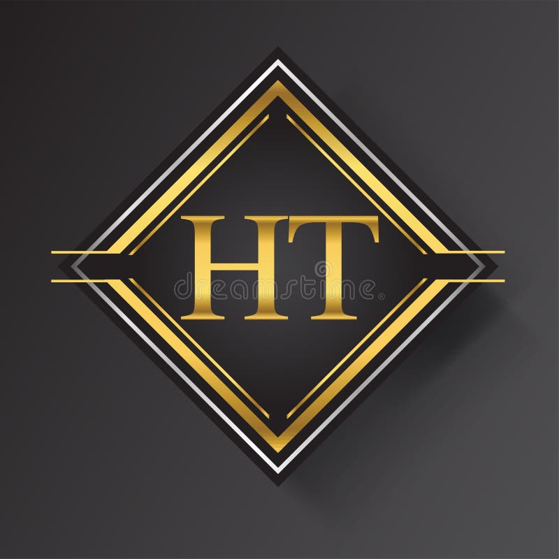 HT Letter Logo in a Square Shape Gold and Silver Colored Geometric ...
